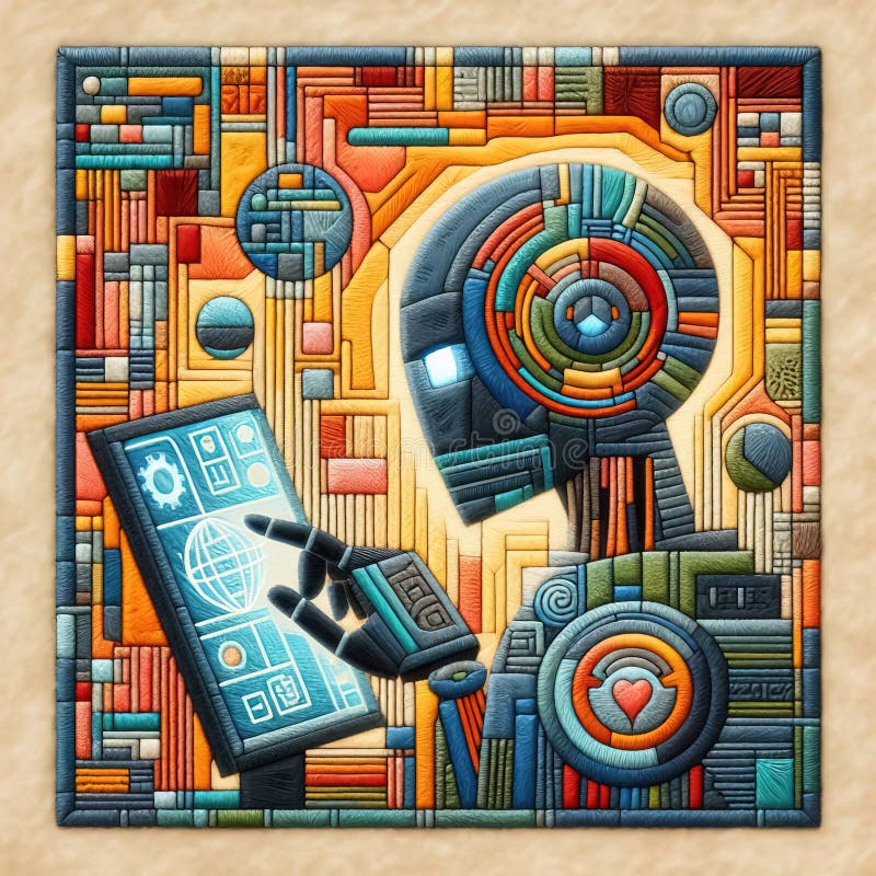 Felt Art Patchwork, AI Cyborg Machine Learning and Artificial ...