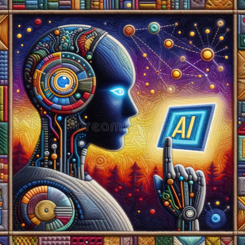 Felt Art Patchwork, AI Cyborg Machine Learning and Artificial ...