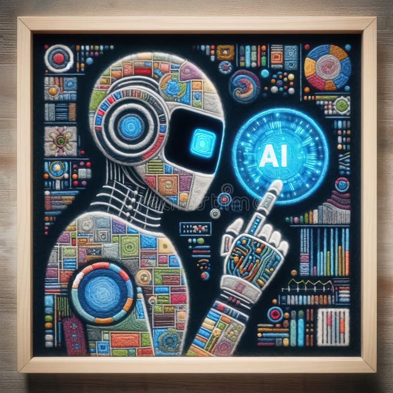 Felt Art Patchwork, AI Cyborg Machine Learning and Artificial ...