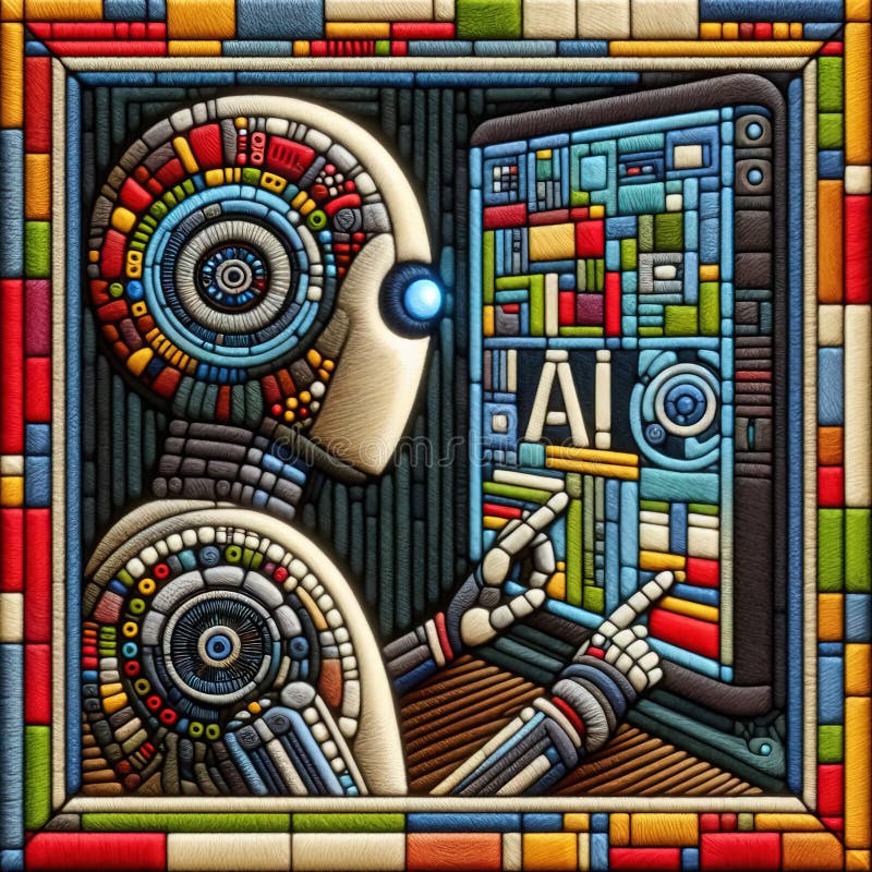 Felt Art Patchwork, AI Cyborg Machine Learning and Artificial ...