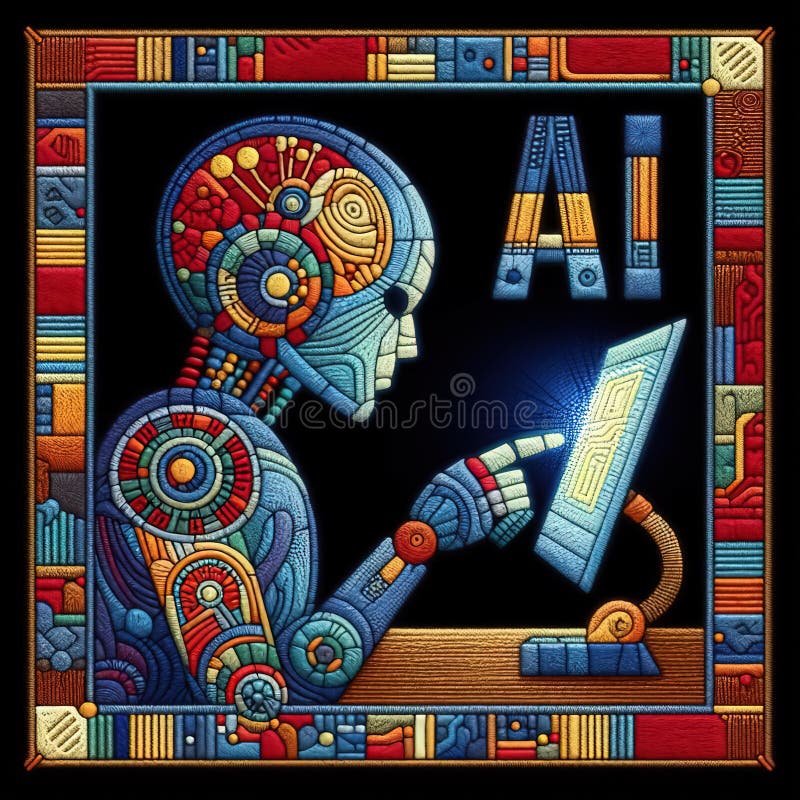 Felt Art Patchwork, AI Cyborg Machine Learning and Artificial ...