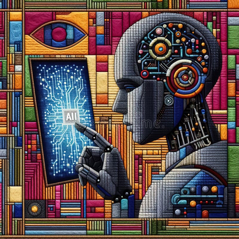 Felt Art Patchwork, AI Cyborg Machine Learning and Artificial ...