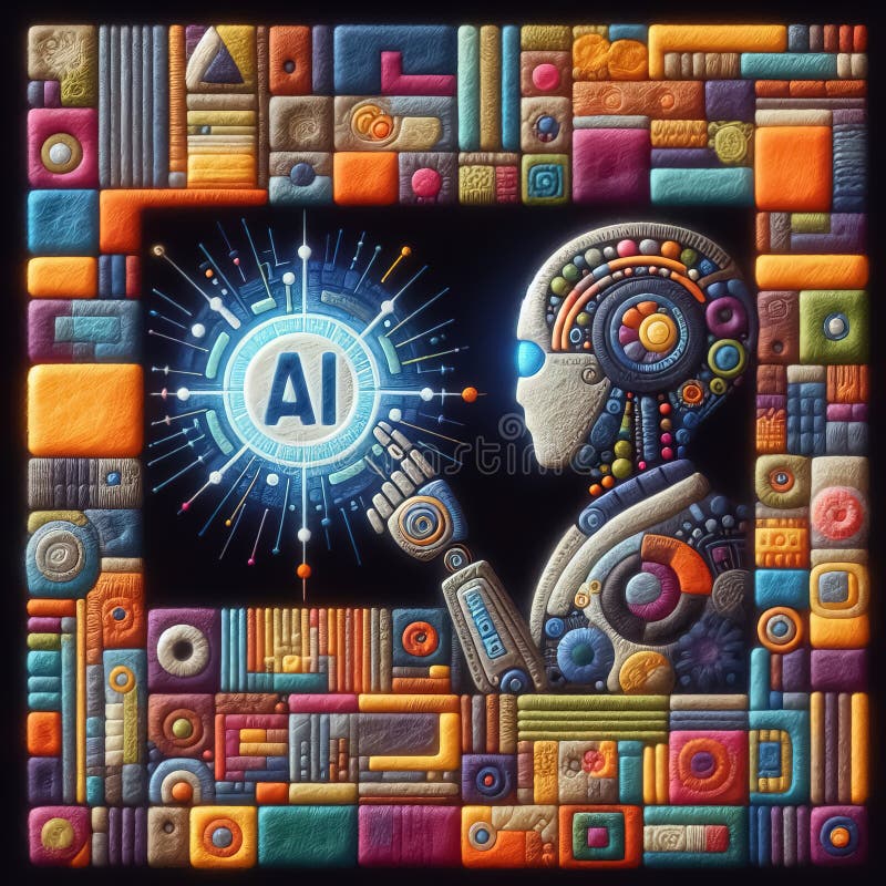 Felt Art Patchwork, AI Cyborg Machine Learning and Artificial ...