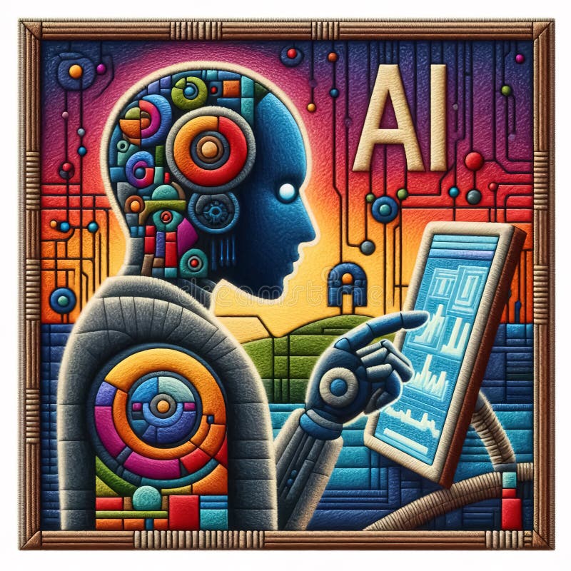 Felt Art Patchwork, AI Cyborg Machine Learning and Artificial ...