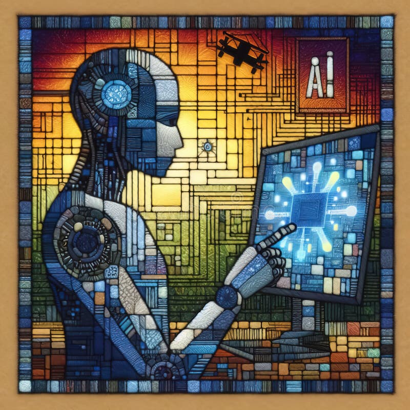 Felt Art Patchwork, AI Cyborg Machine Learning and Artificial ...