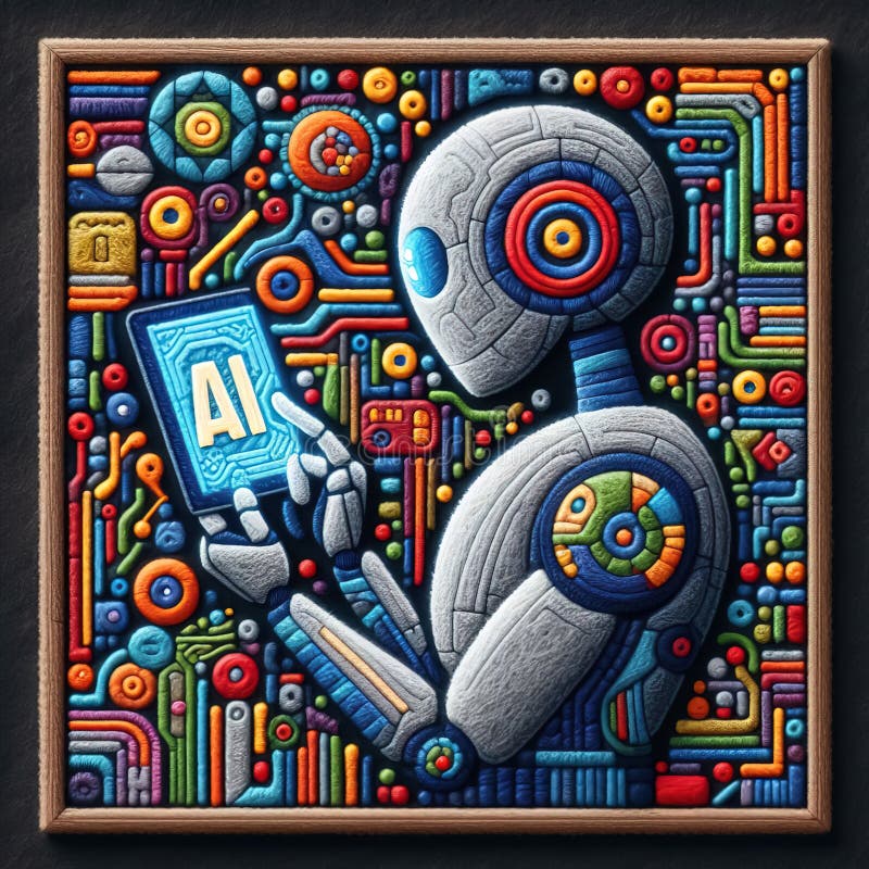 Felt Art Patchwork, AI Cyborg Machine Learning and Artificial ...