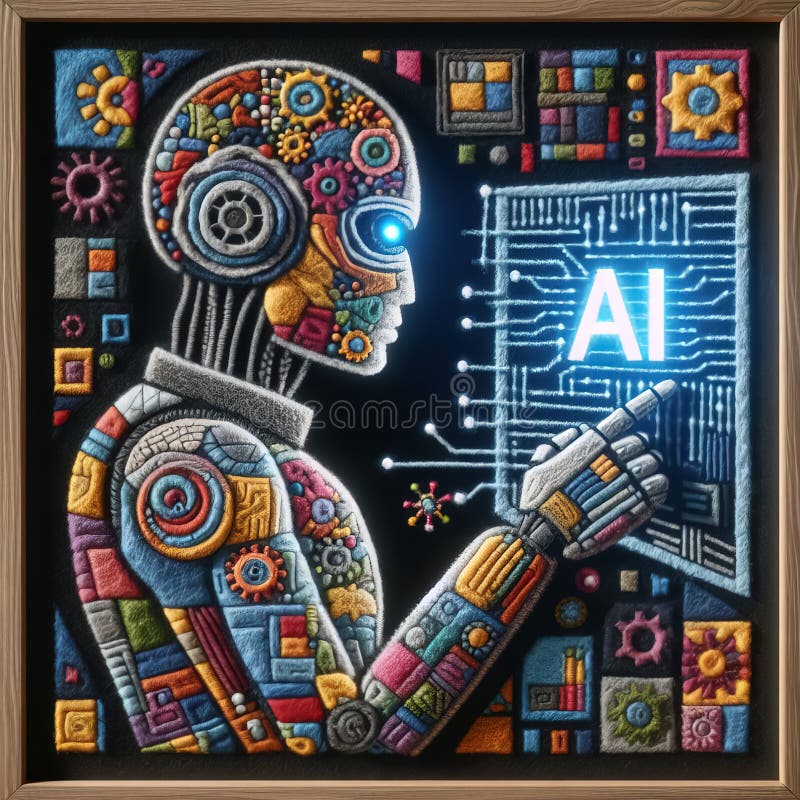 Felt Art Patchwork, AI Cyborg Machine Learning and Artificial ...