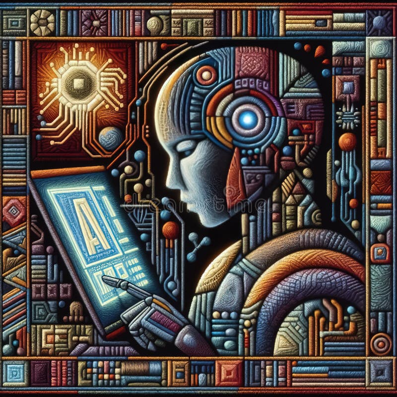 Felt Art Patchwork, AI Cyborg Machine Learning and Artificial ...