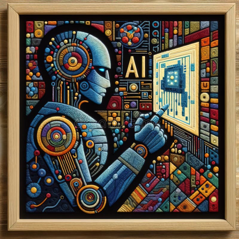 Felt Art Patchwork, AI Cyborg Machine Learning and Artificial ...