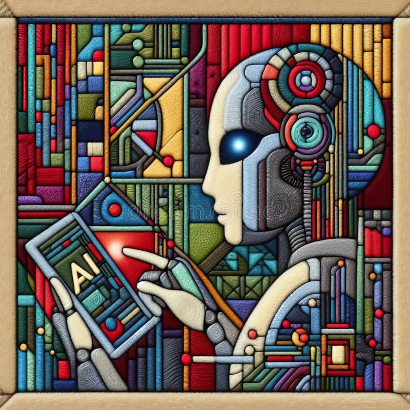 Felt Art Patchwork, AI Cyborg Machine Learning and Artificial ...