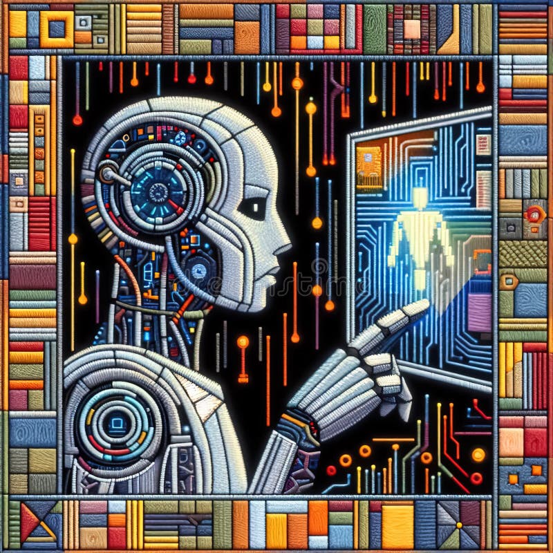 Felt Art Patchwork, AI Cyborg Machine Learning and Artificial ...