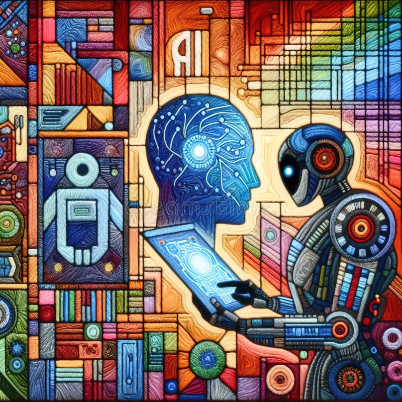 Felt Art Patchwork, AI Cyborg Machine Learning and Artificial ...