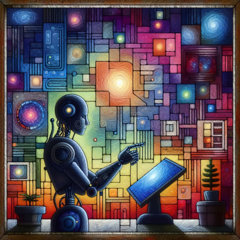 Felt Art Patchwork, AI Cyborg Machine Learning and Artificial ...