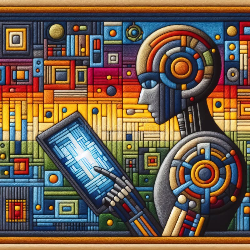 Felt Art Patchwork, AI Cyborg Machine Learning and Artificial ...