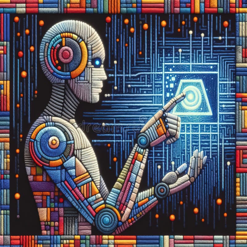 Felt Art Patchwork, AI Cyborg Machine Learning and Artificial ...