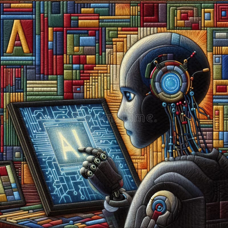 Felt Art Patchwork, AI Cyborg Machine Learning and Artificial ...