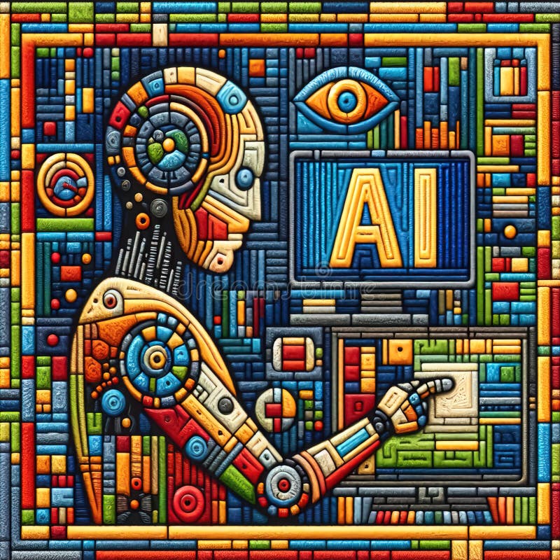 Felt Art Patchwork, AI Cyborg Machine Learning and Artificial ...