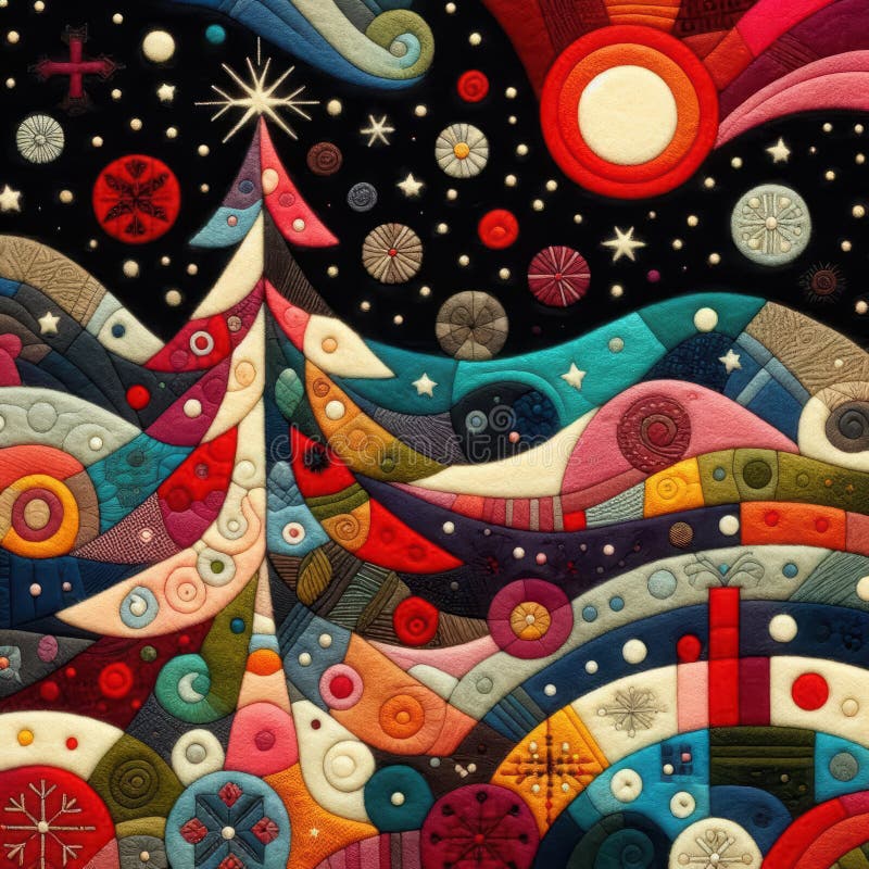 Felt Art Patchwork, Christmas Concept, Colorful Holiday Stock ...