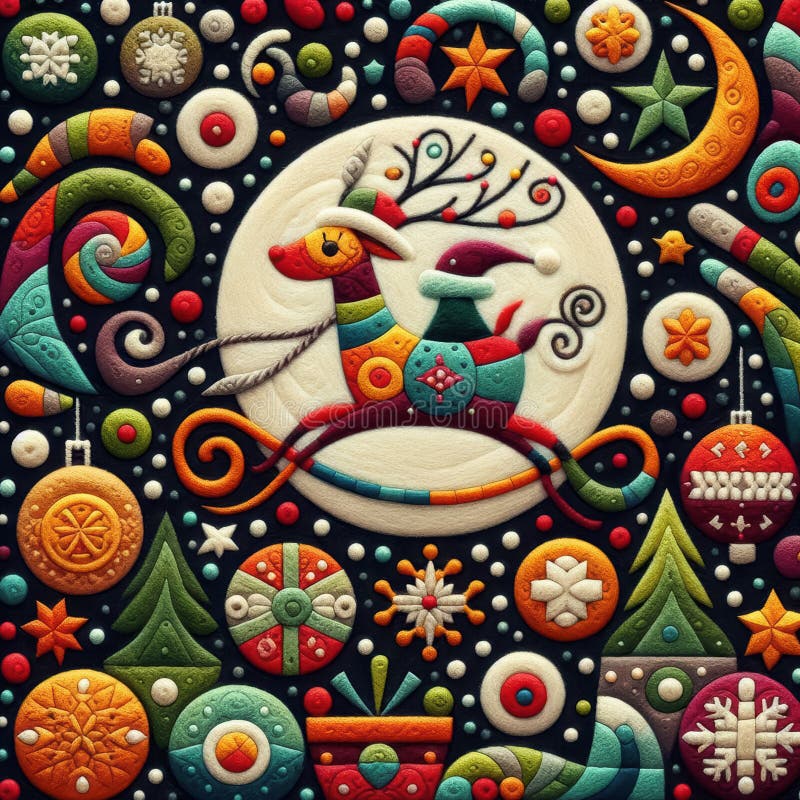 Felt Art Patchwork, Christmas Concept, Colorful Holiday Stock ...