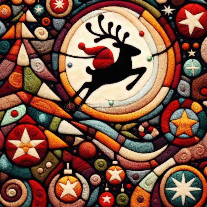 Felt Art Patchwork, Christmas Concept, Needlepoint, Abstract Silhouette ...