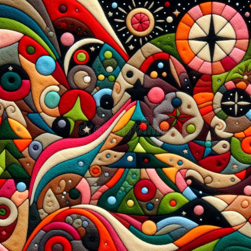 Felt Art Patchwork, Christmas Concept, Needlepoint, Abstract Silhouette ...