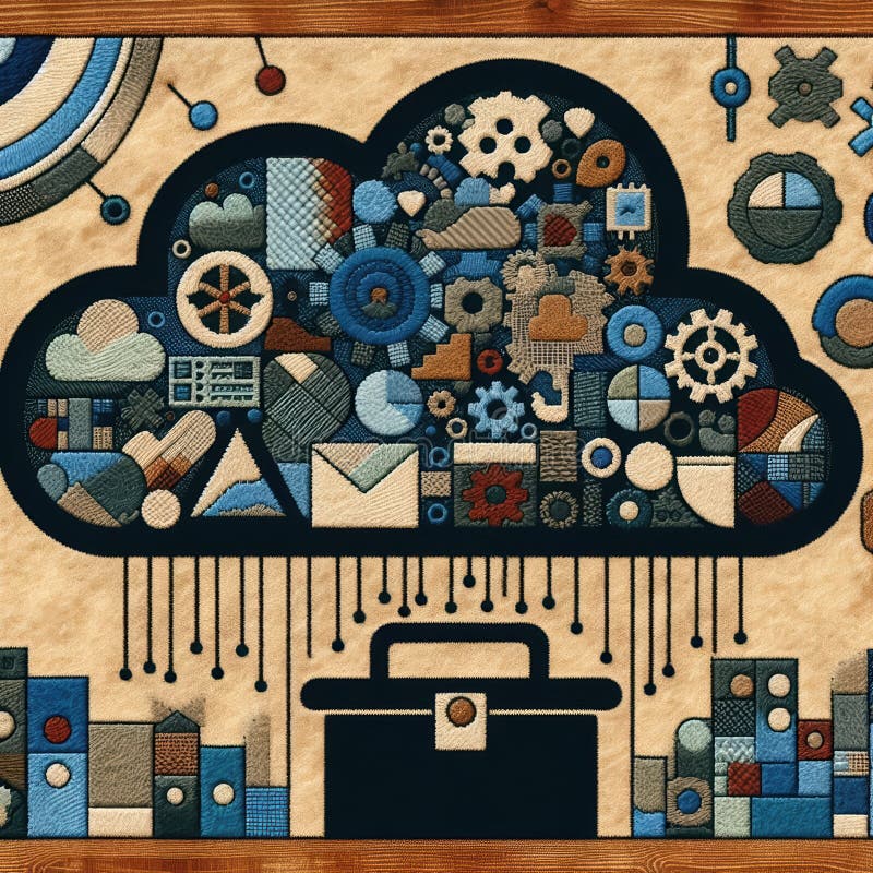 Felt Art Patchwork, Cloud Computing Concept, Showcasing File Upload and ...