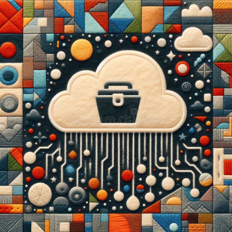 Felt Art Patchwork, Cloud Computing Concept, Showcasing File Upload and ...