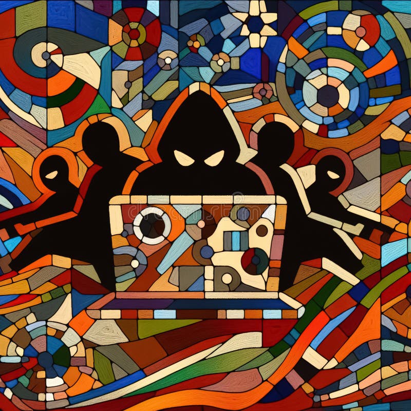 Felt Art Patchwork, Committing Cybercrime Concept Stock Illustration ...