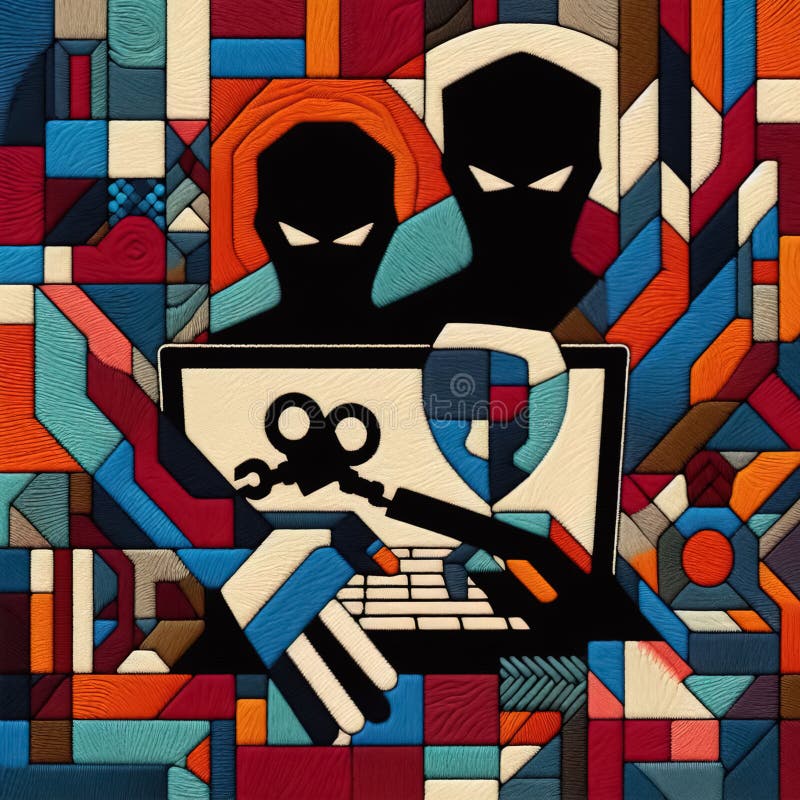 Felt Art Patchwork, Committing Cybercrime Concept Stock Illustration ...
