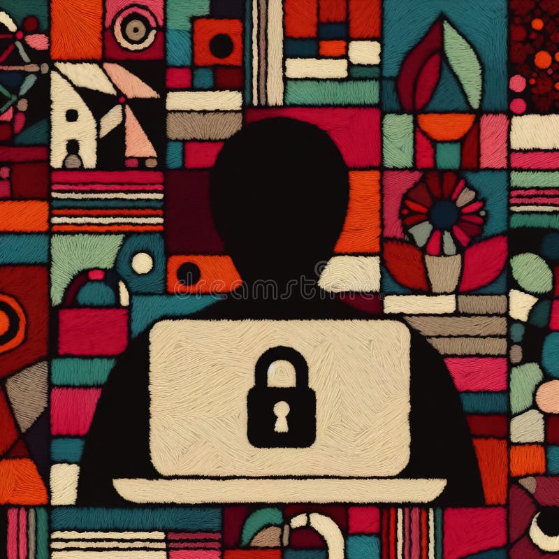 Felt Art Patchwork, Committing Cybercrime Concept Stock Illustration ...