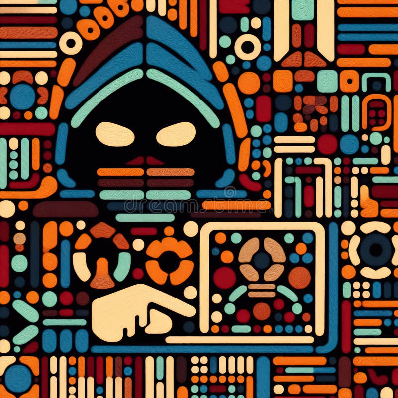 Felt Art Patchwork, Committing Cybercrime Concept Stock Illustration ...