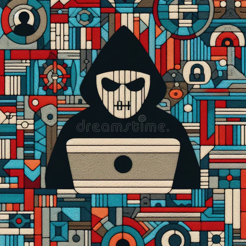Felt Art Patchwork, Committing Cybercrime Concept Stock Illustration ...