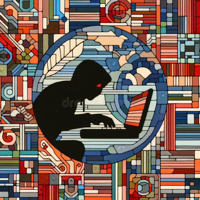 Felt Art Patchwork, Committing Cybercrime Concept Stock Illustration ...