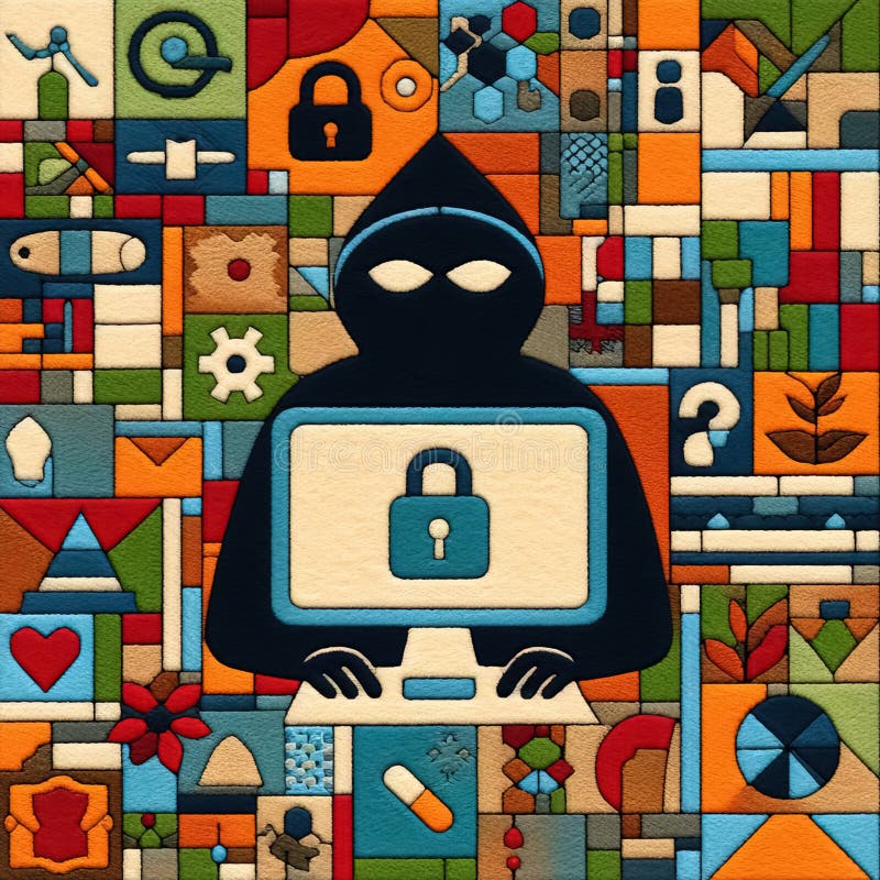 Felt Art Patchwork, Committing Cybercrime Concept Stock Illustration ...