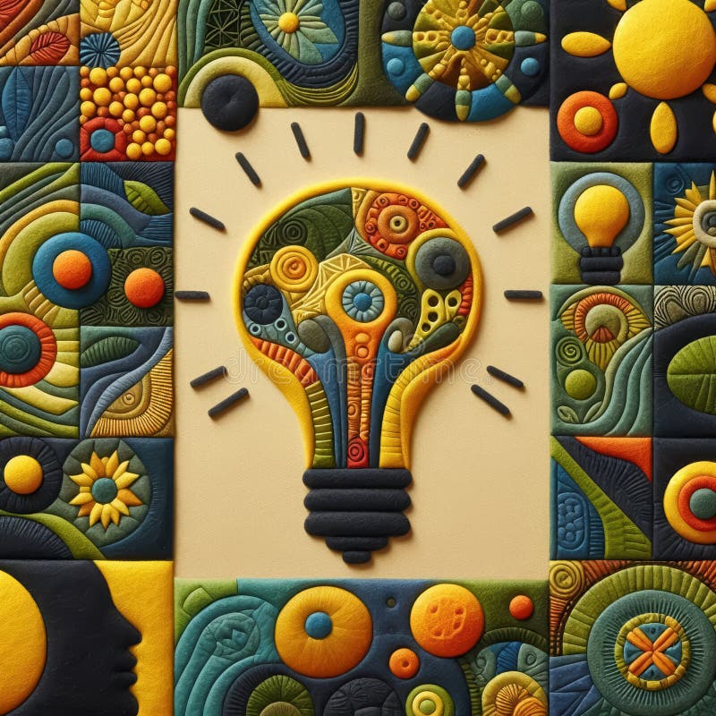Felt Art Patchwork, Creative Light Bulb. Think Differently Creative ...