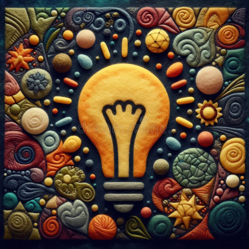 Felt Art Patchwork, Creative Light Bulb. Think Differently Creative Idea Concept Stock ...