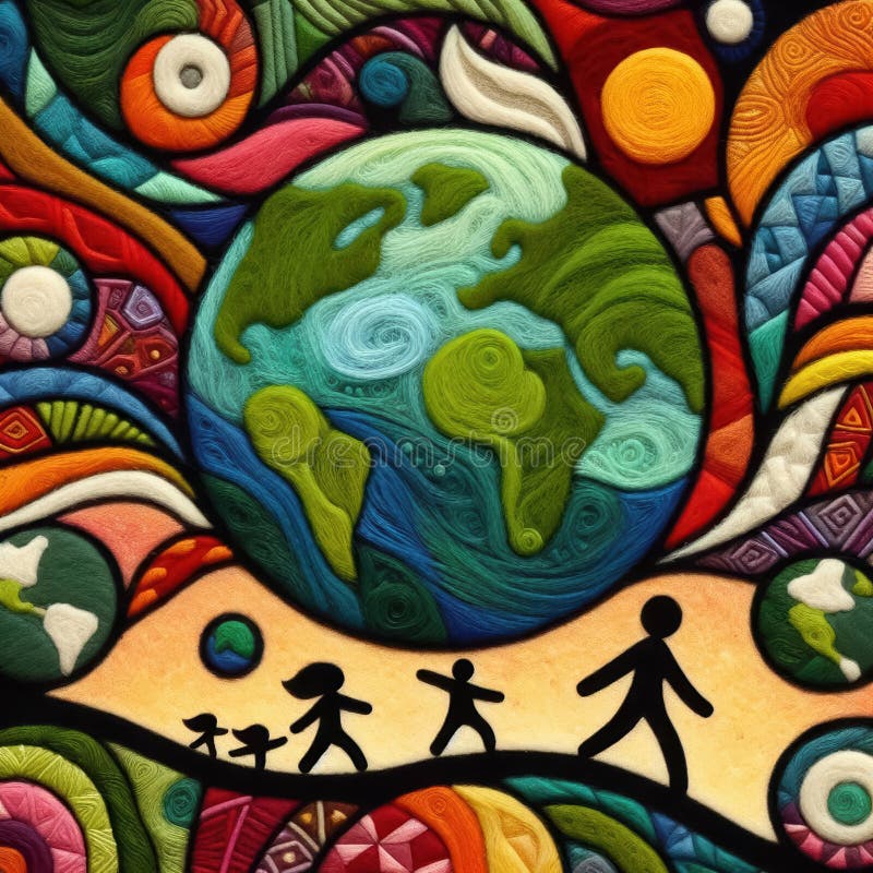 Felt Art Patchwork, Earth Day Concept, World Environment Day Stock ...