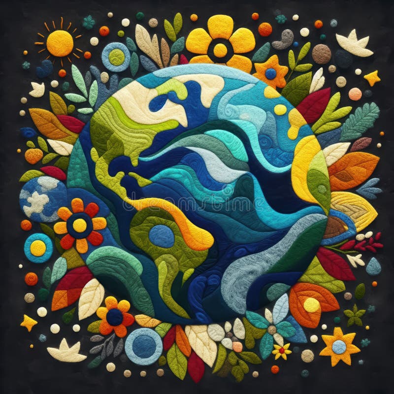 Felt Art Patchwork, Earth Day Concept, World Environment Day Stock ...