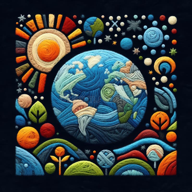 Felt Art Patchwork, Earth Day Concept, World Environment Day Stock ...