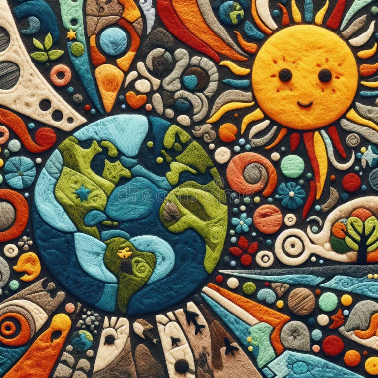 Felt Art Patchwork, Earth Day Concept, World Environment Day Stock ...