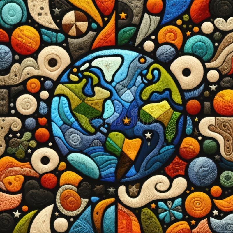 Felt Art Patchwork, Earth Day Concept, World Environment Day Stock ...