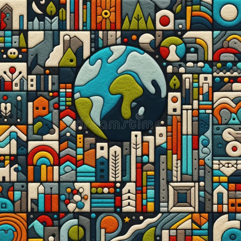 Felt Art Patchwork, Earth Day Concept, World Environment Day Stock ...