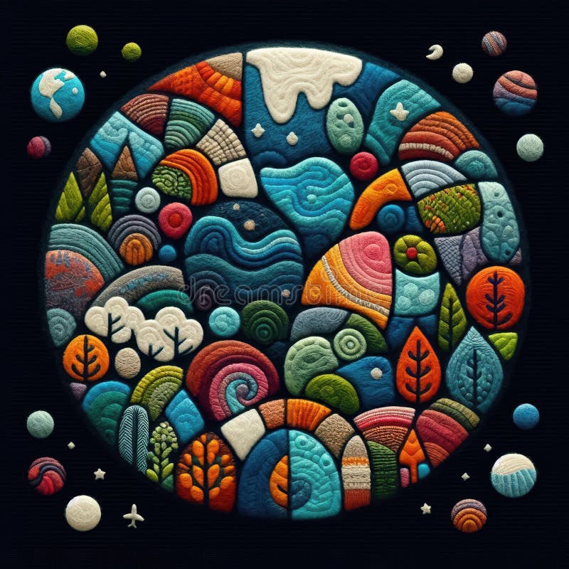 Felt Art Patchwork, Earth Day Concept, World Environment Day Stock ...