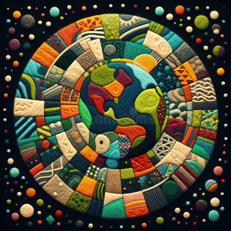 Felt Art Patchwork, Earth Day Concept, World Environment Day Stock ...