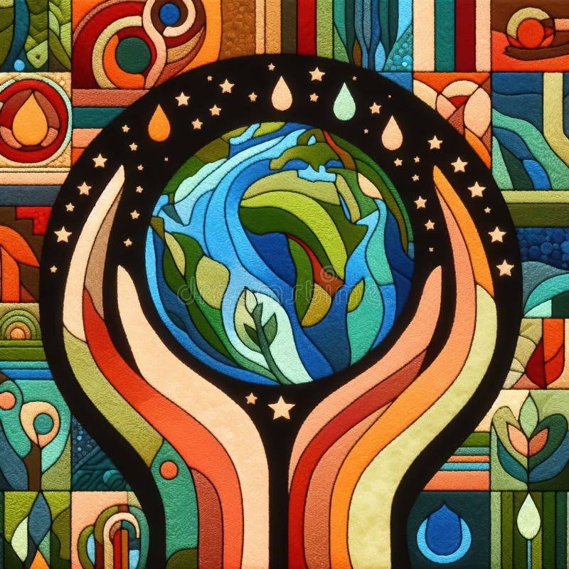 Felt Art Patchwork, Earth Day Concept, World Environment Day Stock Illustration - Illustration ...