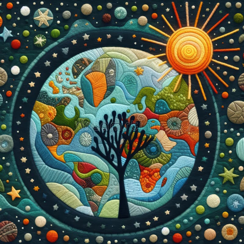 Felt Art Patchwork, Earth Day Concept, World Environment Day Stock ...