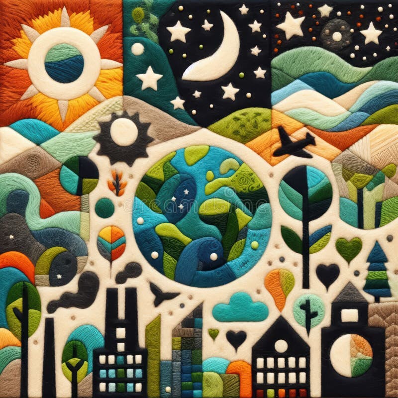 Felt Art Patchwork, Earth Day Concept, World Environment Day Stock ...
