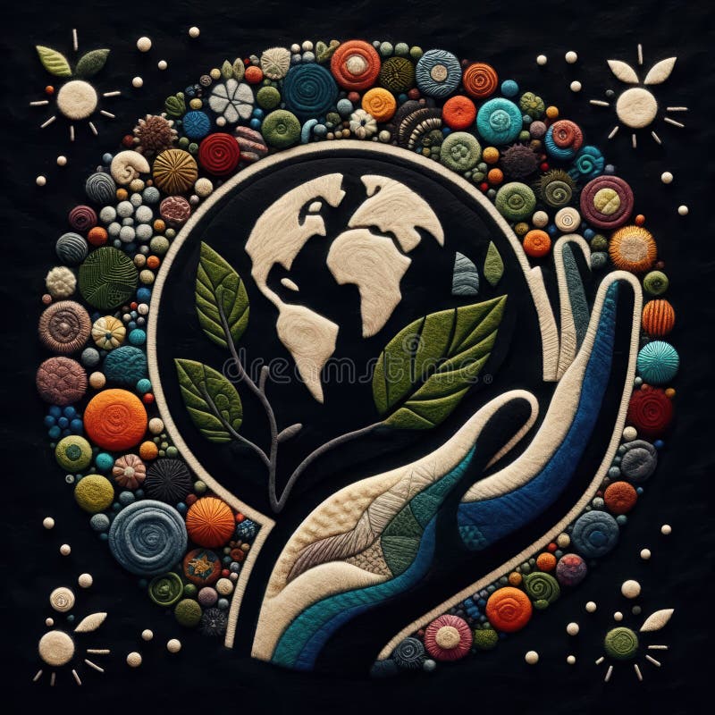 Felt Art Patchwork, Earth Day Concept, World Environment Day Stock ...