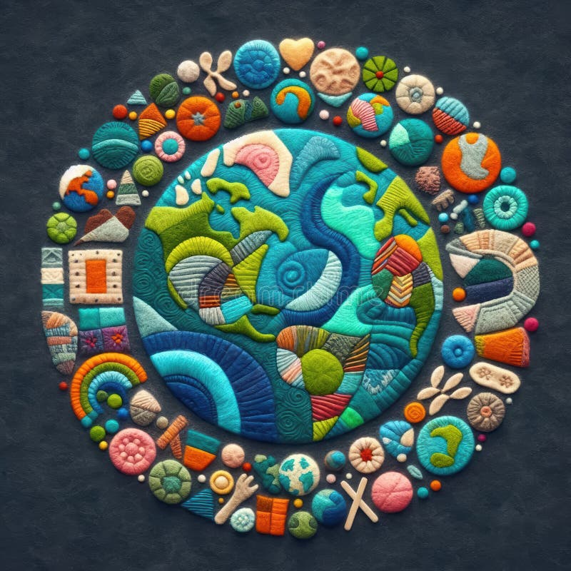 Felt Art Patchwork, Earth Day Concept, World Environment Day Stock ...