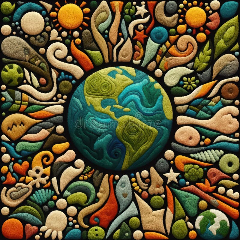 Felt Art Patchwork, Earth Day Concept, World Environment Day Stock ...